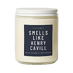 C&E Craft - Smells Like Henry Cavill Scented Candle - Flannel Pine Scent - Gift for Her, Celebrity Prayer Candle, Pop Culture Gift, Girlfriend Gift