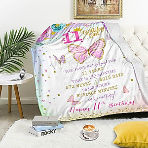 Sbangtu 11 Year Old Girl Birthday Gifts, Best Birthday Gifts for 11 Year Old Girls, 11 Year Old Girl Gift Ideas, Cool Presents Stuff for Girls Age 11, 11th Birthday Decorations Throw Blanket 50"X60"