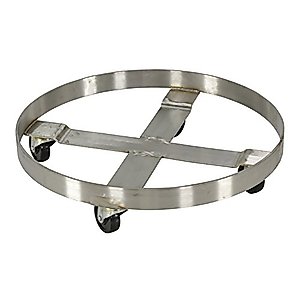 Vestil DRUM-SS-55-H Stainless Steel Mobile Drum Dolly, 800 lbs Capacity, 6" Height