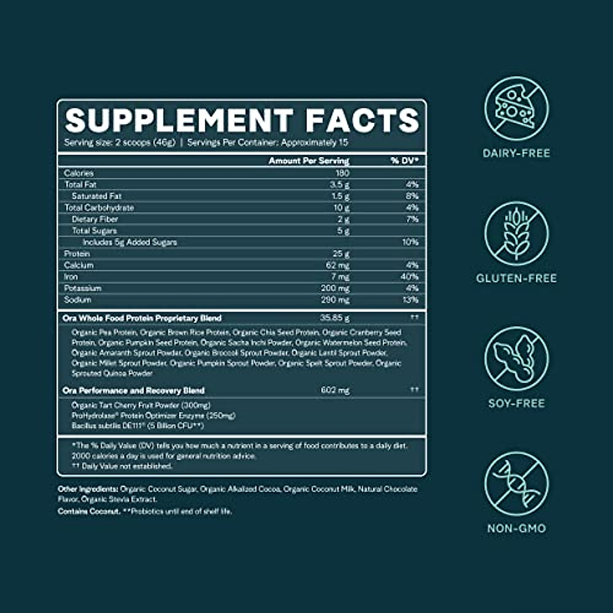 Ora Organic Work It: Ultra Clean Plant-Based Protein Powder Optimized for Recovery and Performance - with Tart Cherry, ProHydrolase, and Probiotics - 15 Servings (Chocolate, 15)