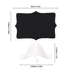 Yosoo 10Pcs Mini Wooden Chalkboard Blackboard Message Table Number Sign with Base Stand for Wedding Party Decor (White)