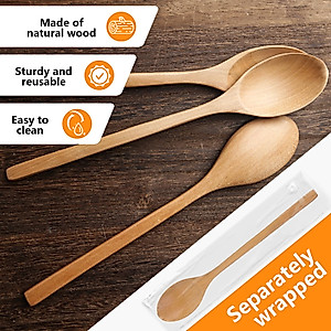 HAKSEN Wooden Spoons, 6PCS 9 Inch Wood Soup Spoons for Eating Mixing Stirring, Long Handle Spoon for Japanese Style Home Kitchen Cooking Stirring
