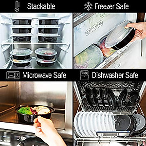 Igluu Meal Prep Round Plastic Containers - New Improved Lid - Reusable BPA Free Food Containers with Airtight Lids - Microwavable, Freezer and Dishwasher Safe - Stackable Salad Bowls - [20 Pack, 28oz]