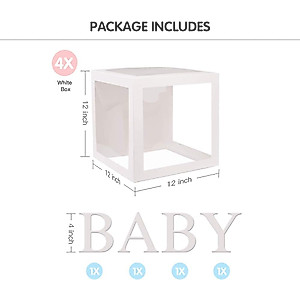 VOVOV Baby Clear Boxes with Letters for Gender Reveal Decorations Transparent Baby Blocks Baby Shower Favor Box Decorations