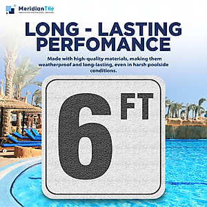 Aquatic Custom Tile, 6FT Pool Depth Markers, 6x6 Inches Vinyl Pool Stickers, Swimming Pool Number Markers, Pool Safety Signage, Adhesive Pool Depth Markers Stickers for Decks, MADE IN USA - (1 Pack)