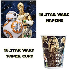Classic Star Wars Birthday Party Supplies For 16 With Star Wars Plates, Napkins, Cups, Birthday Banner, Cutlery, Masks, Tablecover and Star Wars Inspired Pin By Another Dream
