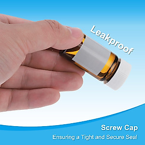 PATIKIL 6pcs 20ml Small Brown Glass Vials with White Screw Cap, Borosilicate Glass Sample Bottles with Writing Label for Solid Liquid Powder Storage