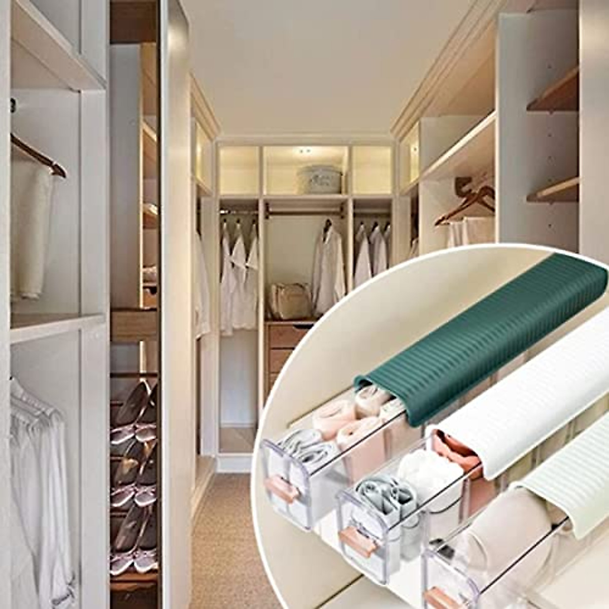 AODGHC Punch-Free Multi-Functional Storage Box, 1 Piece Clear Wall Mounted Drawer Organizer Underwear Socks Seasoning Storage Box with Adjustable Compartment for Closet Kitche (White)