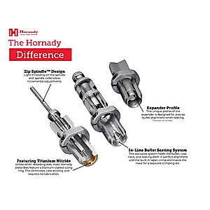Hornady Custom Grade New Dimension 3-Die Set, 9mm Luger 9x21(.355) (546515) -Caliber Specific Reloading Equipment for Handloaders with Full Length Sizer Die, Seating Die, Sure-Loc Rings, & Storage Box