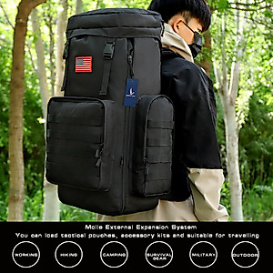 outdoor plus Extra Large Camping Backpack For Men, Hiking Backpacking Backpack, 60 Liter 70l Oversized Rucksack Waterproof