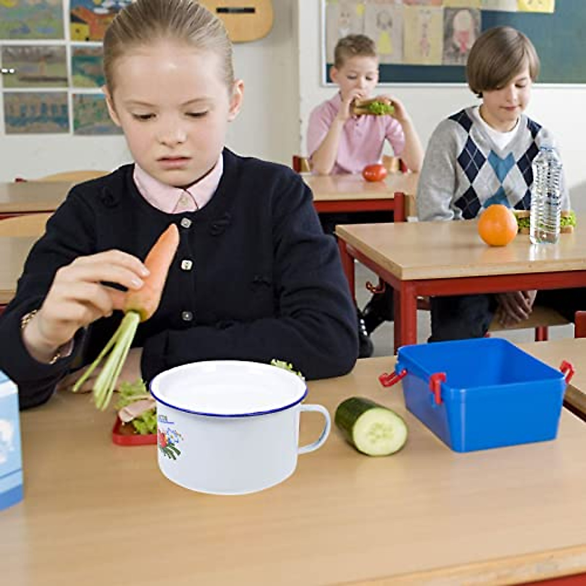 DOITOOL Instant Noodle Retro Enamel Campfire Mug 1800ml Coffee Cup Chinese Tea Mug Creative Drinking Cup Soup Bowl Meal Storage Holder with Lid for Home Office Party Use Random Color Pasta Bowl