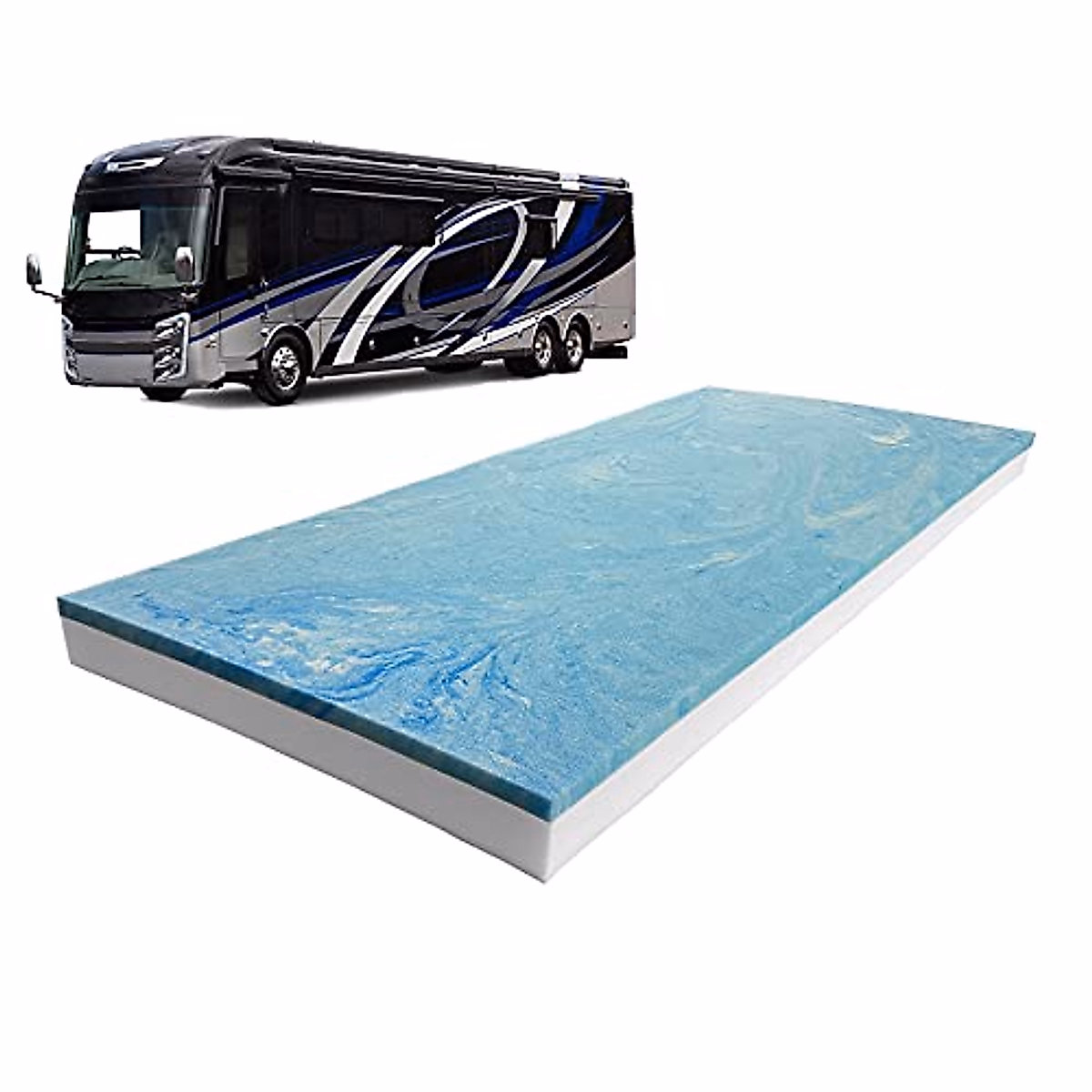 Foamma 2” x 24” x 72” Truck, Camper, RV Travel Visco Gel Memory Foam Bunk Mattress Replacement, Made in USA, Comfortable, Travel Trailer, CertiPUR-US Certified, Cover Not Included