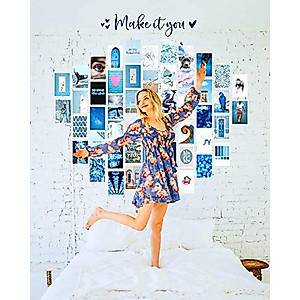 Blue Wall Collage Kit Aesthetic Pictures, Blue Aesthetic Pictures, Collage Print Kit, Bedroom Decor for Teen Girls, VSCO Girls Bedroom - Set of 50 Pcs Photo Prints 4x6 (Dark Blue)