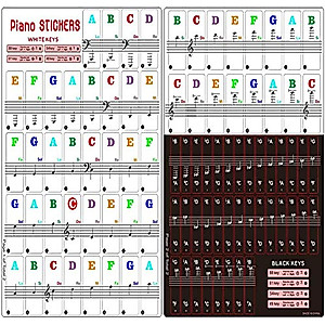 Piano Stickers for Keys, Yalloy Colorful Piano Keyboard Stickers for 88 61 54 49 Full Set Stickers Removable and Transparent, Leaves No Residue, Ideal for Piano Beginners Learning Piano or Keyboard