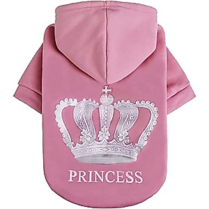EXPAWLORER Prinecss Dog Hoodie for Girl - Hooded Dog Sweater with Leash Hole, Dog Cold Weather Clothes,Sweatshirt with Pocket, Pet Warm Outfit, Winter Coats for XS-XXL Dogs