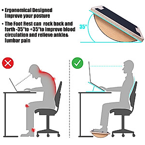 Pandaq Foot Rest Under Desk, Desk Footrest, Rocking Foot Nursing Stool,Wood Foot Stool with Soft Foam, Ergonomic Pressure Relief Stool for Home and Office