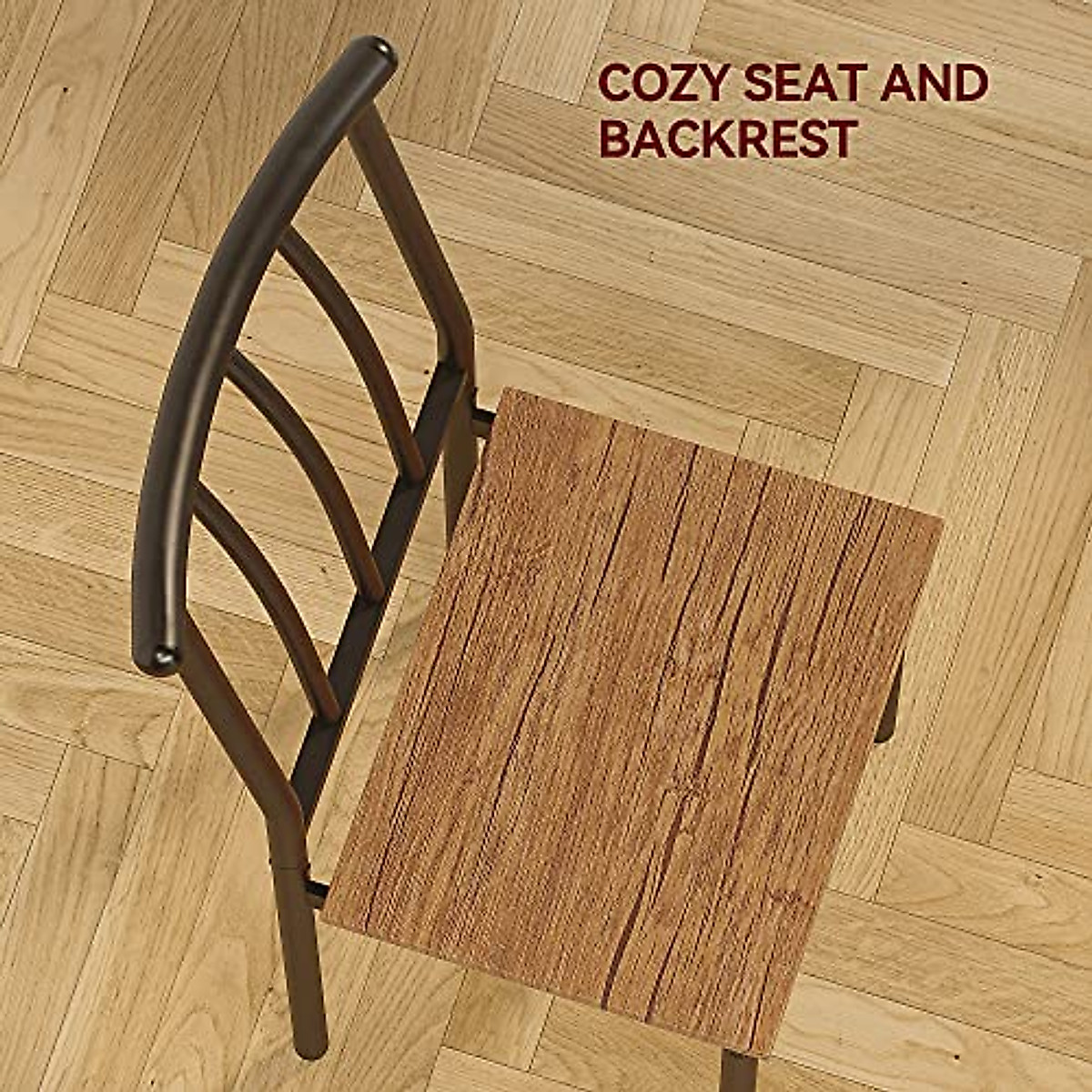 IDEALHOUSE Dining Table Set, Kitchen Table and Chairs for 2 with Wine Rack, 3 Piece Metal and Wood Square Dining Room Table Set for Small Space, Apartment, Rustic Brown