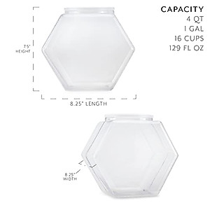 Cornucopia Gallon Plastic Container Candy Jars (2-Pack); Hexagon Shaped Countertop Display Containers; Cookie and Snack Storage