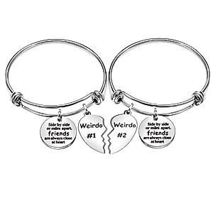 Weirdo Gift,Adjustable Silver Pendant Bracelet For Sisters Best Friend Birthday Christmas Gift