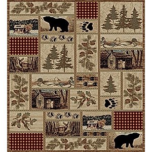 Rustic Lodge Forest Cabin 8x10 Area Rug, 7'10x9'10