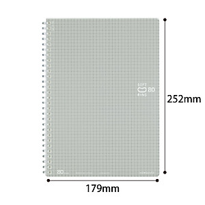 Kokuyo Spiral Graph Notebook, 10'' x 7'' Business Journal B5 Soft Ring Notebooks with 5mm Grid Ruled, 80 Perforated Sheets, Sliver 1 Subject Notebook, Note Taking for Work. Japan Import (SU-SV308S5-C)