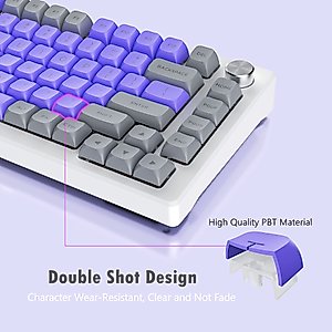 XVX PBT Keycaps, Shine Through Keycaps, XVX Profile 165 Keys Keyboard Keycaps, Double Shot Custom Keycaps for 61/64/68/84/87/100/104/108 for Cherry MX Mechanical Keyboard, Purple