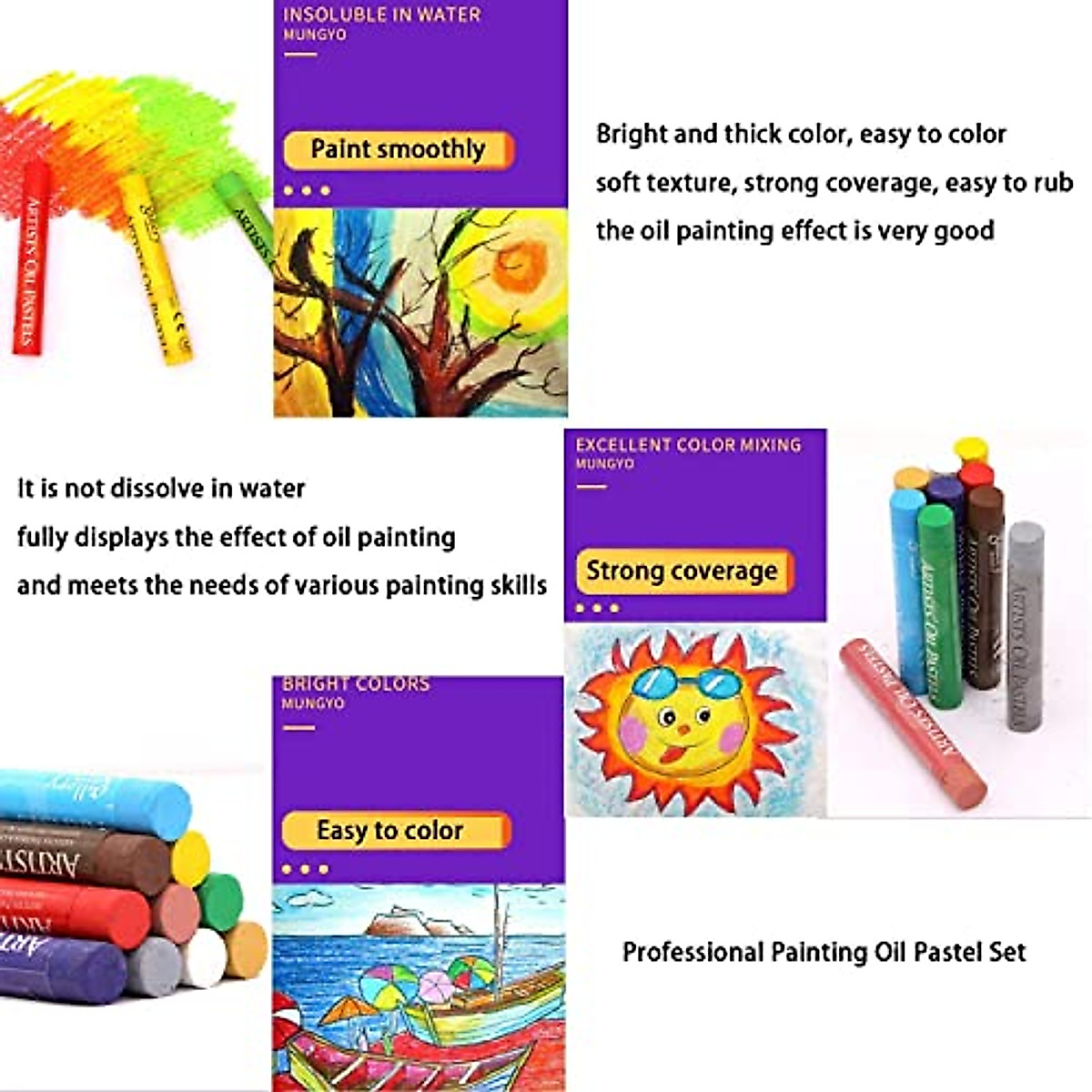 Oil Pastel Set,Professional Painting Soft Drawing Graffiti Art Crayons Washable Round Non Toxic Pastel Sticks for Artist,Kids,Student,Beginner (50 Colors)