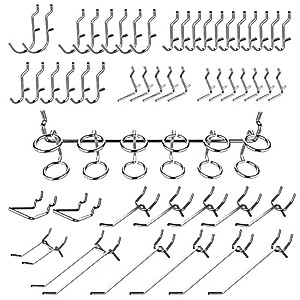 Hiltex 53106 Pegboard Hook Assortment Set, 50 Piece Heavy Duty, Pegboard Hooks for Tools, Garage & Workshops Hooks and Holders, Accessories for Craft Room, Wall Storage Shelving Peg Hooks