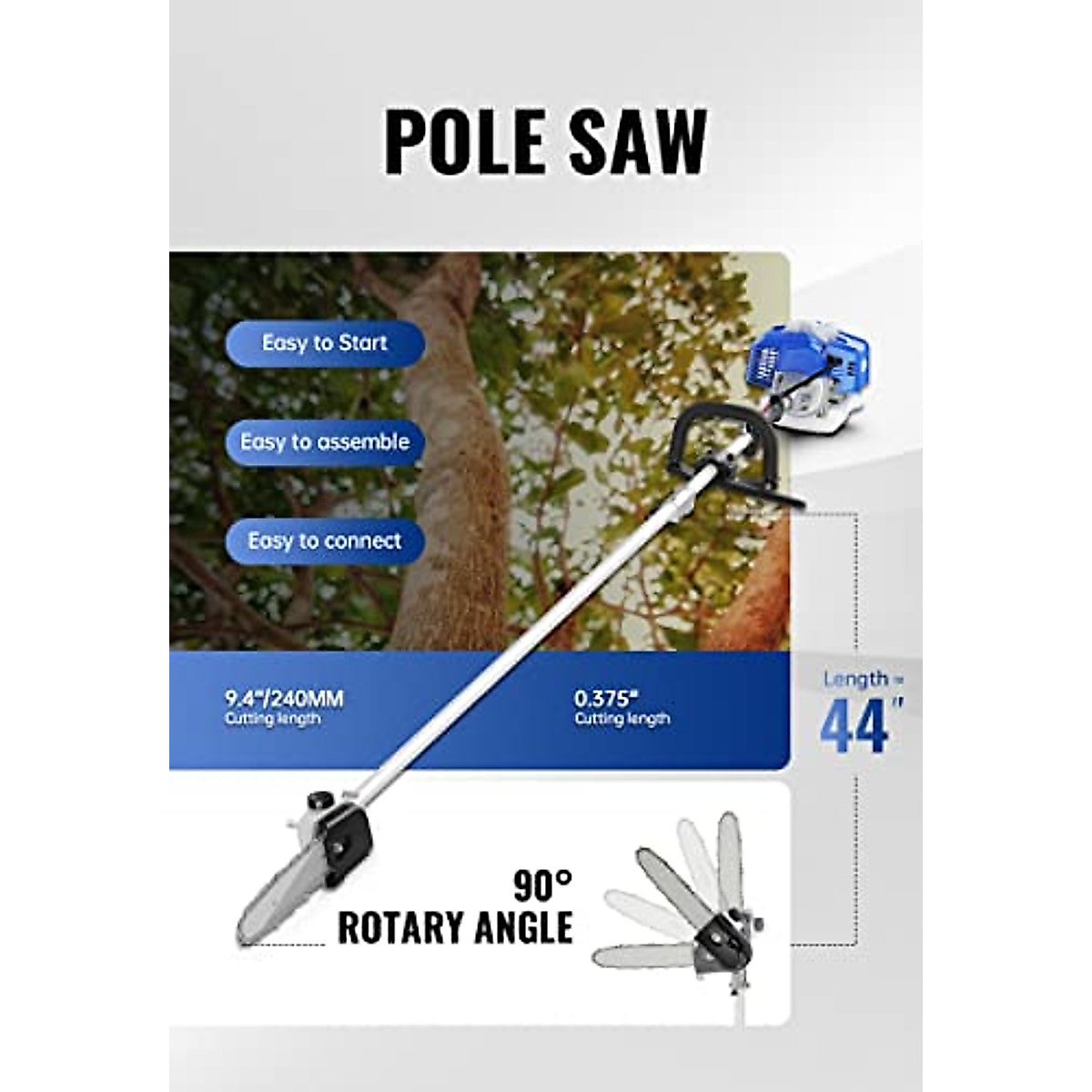 WILD BADGER POWER 26cc Weed Eater/Wacker Gas Powered, String Trimmer/Edger, Pole Saw, Hedge Trimmer and Brush Cutter Blade, 4-in-1 Multi Yard Care Tools, Rubber Handle & Shoulder Strap Included