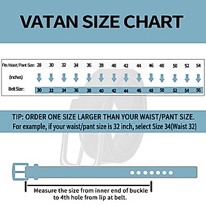 VATAN Men's Genuine Leather Casual Every Day Jeans Belts, Handmade Men Leather Belt with Gift Box (A-Black, 36 (Waist 34))