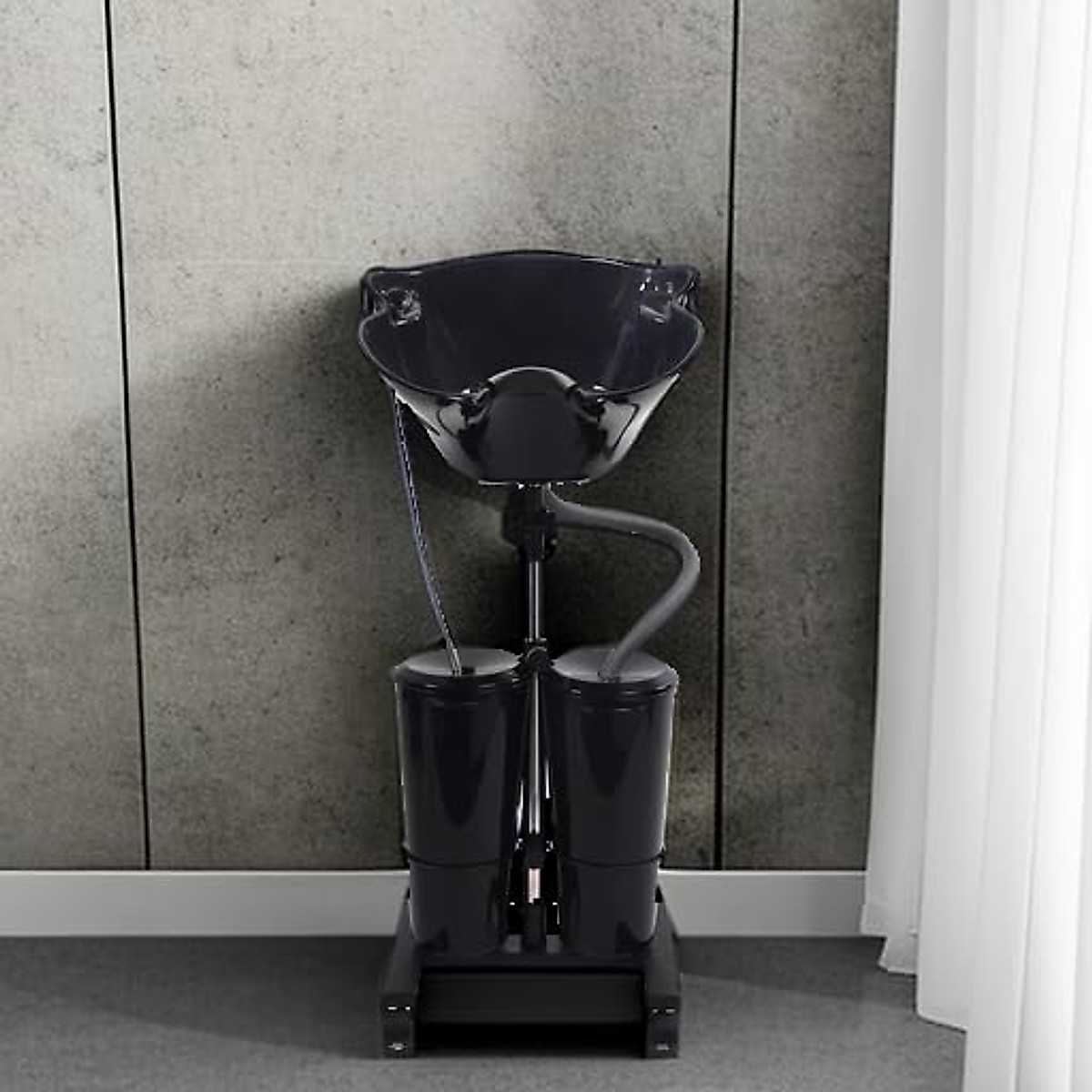 Paddie Portable Shampoo Bowl with Electric Pump and 2 Water Tanks, Portable Hair Washing Sink with Sprayer for Salon Home, Black