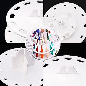 Yoseng 12 Hole Round Shape Drying Rack Storage Display Bracket Shelf Holder,Spinning Storage Caddy for Oval Ink Blending Brushes Blender（White）