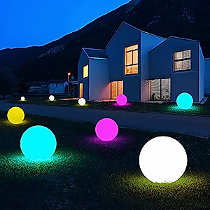 dpcm Outdoor Solar Powered Glowing Ball Light,IP67 Waterproof LED Colour Changing with Remote Control,Solar Globe Light with Stake for Garden, Patio, Home Decor (20cm)