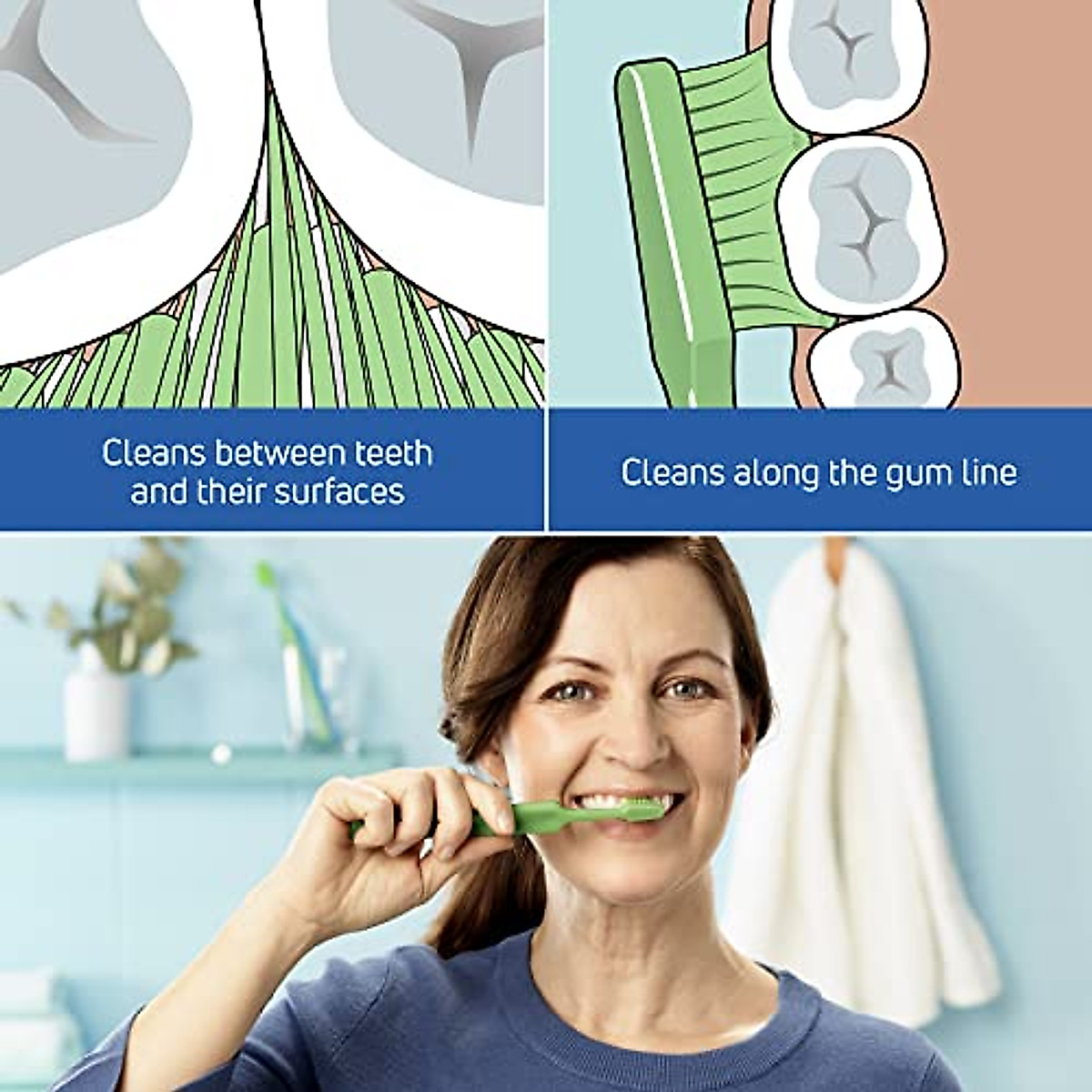 TEPE Good Soft-Bristle Toothbrush for Adults and Teens, Pack of 3, Regular