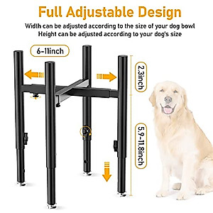 Adjustable Elevated Dog Bowl Stand，Fits 6-11inches Bowls,4 Height Adjustments. Holder for Raised Food Water Feeder，for Large, Medium and Small Dogs