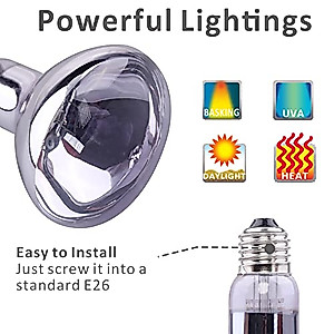 Aiicioo Reptile Heat Lamp 150W 2Pack - Intense Basking Spot Lamp Reptile Light Bulb Daylight UVA for Bearded Dragon Lizard