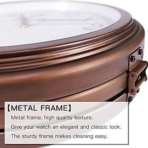 Bestime 66264A 16-Inch Antique Red Copper Double Sided Metal Wall Clock Quiet,Easy Read,Home Décor,Indoor,Outdoor,Garden,Farmhouse,Yard,Station,Office,Photography Props,Living Room,Kitchen,Bedroom.