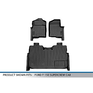 MAXLINER Custom Fit Floor Mats 2 Row Liner Set Black Compatible with 2009-2010 Ford F-150 SuperCrew Cab