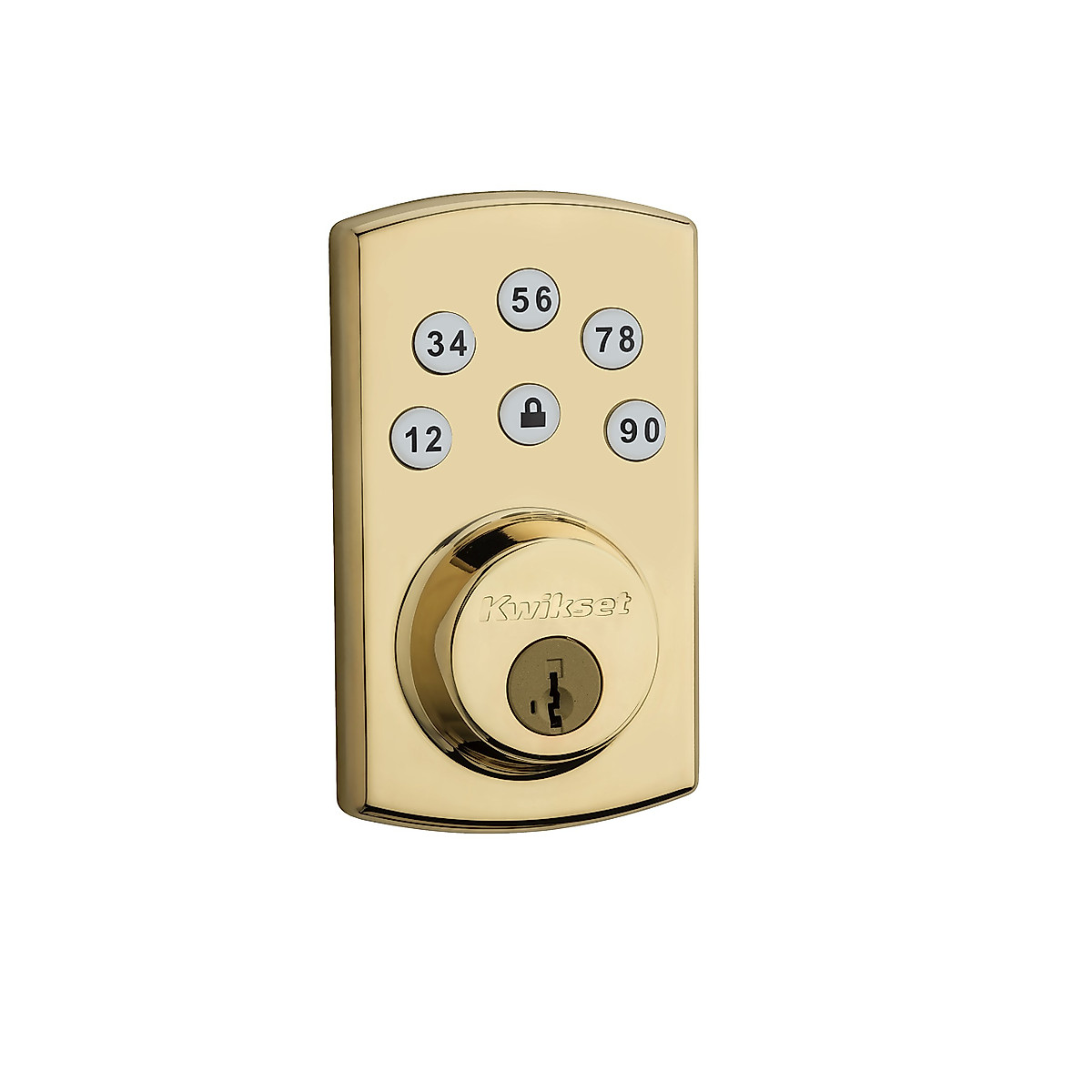 Kwikset Powerbolt Keyless Electronic Door Lock 5-Button Keypad, With Keyed Entry Deadbolt, Featuring SmartKey Security Re-Key Technology in Polished Brass