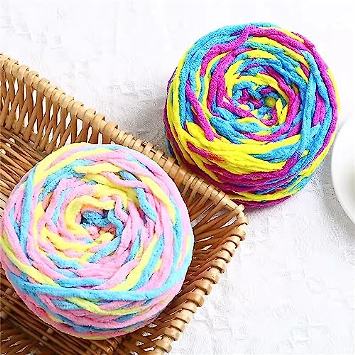 Multicolor 190g/ball Chenille Knitting Yarn Soft Ice Strip Line Cotton Yarn DIY Wool Yarn for Hand Knitting Scarf Thick Wool Yarn