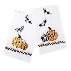 MACKENZIE-CHILDS Courtly Check Polka Pumpkin Guest Towels Set of Two
