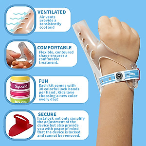 TGuard AeroThumb Sucking Stopper Kit - Ideal Prevention, Solution & Gentle Thumb Guard with Materials Designed for Babies, Toddlers, & Kids - w/ 30 Bracelets - Small (Ages 4 under, less than 40 lbs)