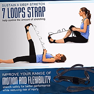 WANYIDA Foot and Calf Stretcher for Plantar Fasciitis, Achilles Tendonitis, Heel Spurs, Drop Foot. Yoga Stretching Strap for Leg, Thigh and Hamstring (Black)