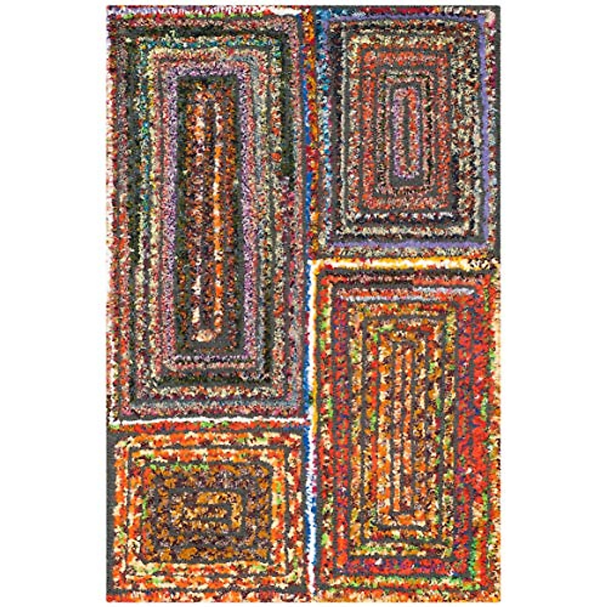 SAFAVIEH Nantucket Collection Accent Rug - 2' x 3', Charcoal, Handmade Boho Abstract Cotton & Wool, Ideal for High Traffic Areas in Entryway, Living Room, Bedroom (NAN609A)