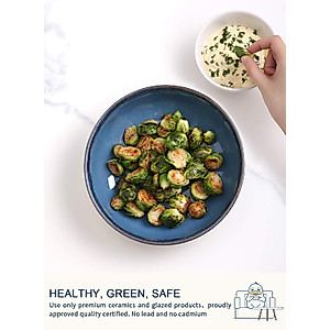 LE TAUCI Pasta Bowls 45 Ounce, Ceramic Salad Bowl, Large Serving Bowl Set - Set of 4, Ceylon Blue