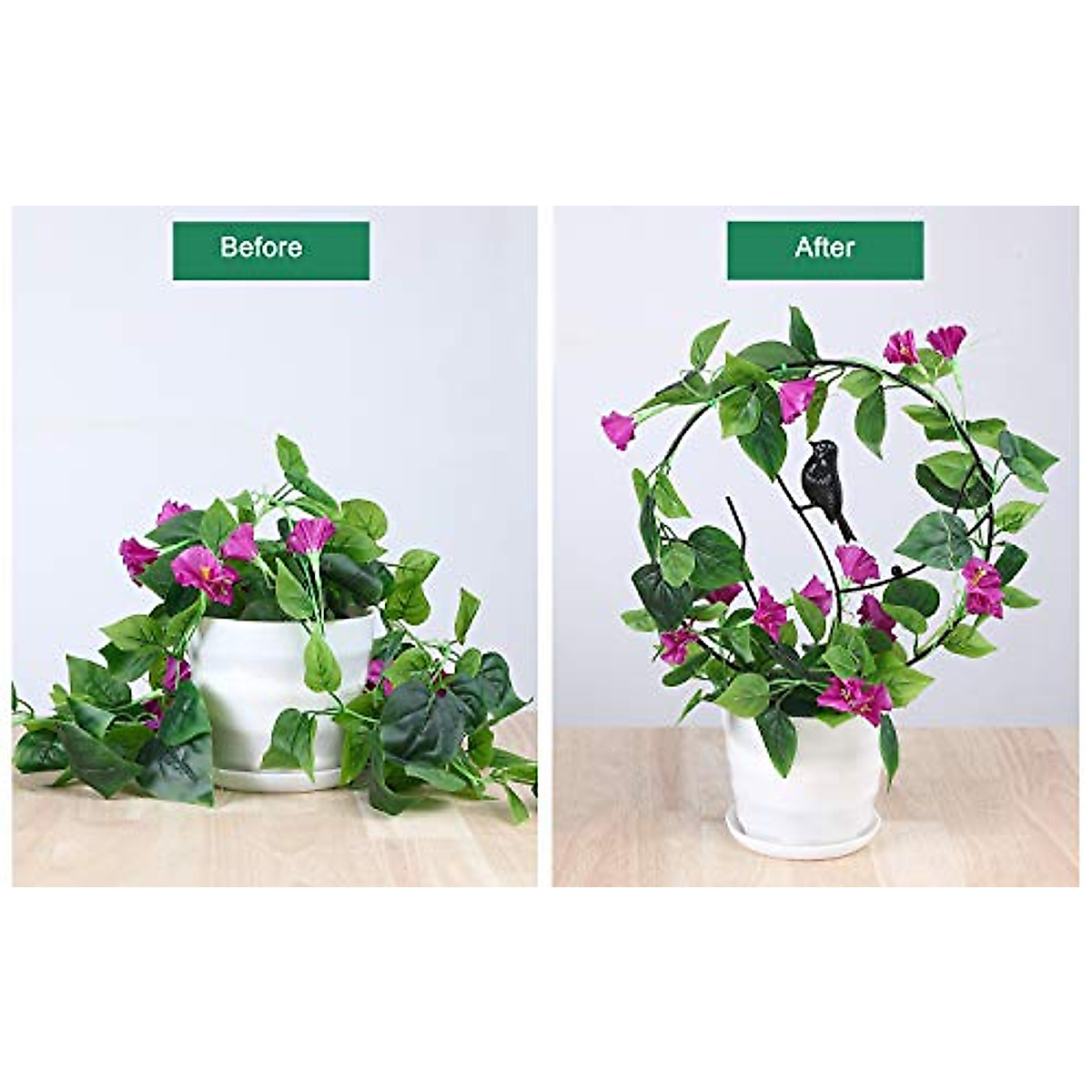 16.3" Tall Garden Trellis for Climbing Plants, Rust-Proof Iron Trellis for Indoor Potted Plants, Bird Round Circle Trellis, Metal Vine Plant Support Trellis for Vines Hoya Houseplants Ivy Flowers