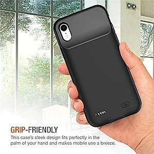 Battery Case for iPhone XR, 7000mAh Slim Portable Rechargeable Smart Protective Battery Pack Cover Power Bank Charging Case Compatible with iPhone XR (6.1 inch) Extended Battery Charger Case (Black)