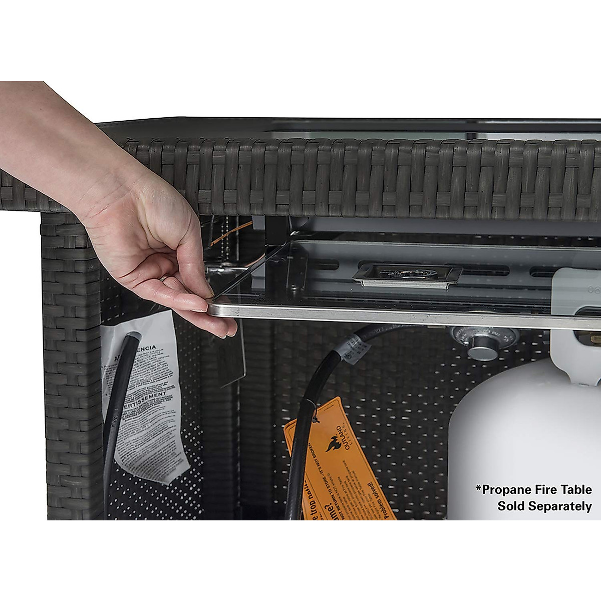 Outland Fire Table 3 Piece Rectangle Accessory Set - Tempered Glass Lid Insert, Tempered Glass Wind Guard Fence and Water Resistant Durable Cover for Series 401/403 Outdoor Propane Fire Pit Tables