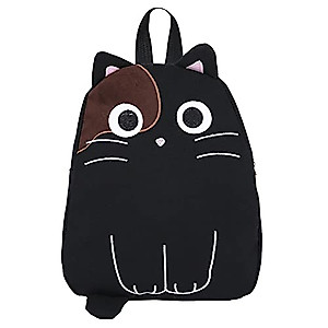LaurelTree Kawaii Aesthetic Cute Cartoon Cat Backpack Laptop Travel Bag School Students Teens Girls (Black)