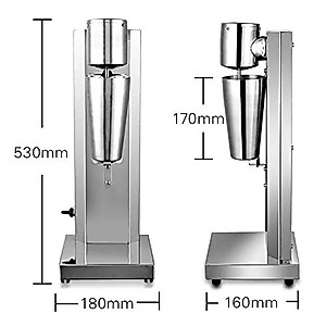 Commercial Electric Milkshake Maker, Stainless Steel Milk Shake Machine Cocktail Tea Drink Mixer Smoothie Malt Blender 18000RMP (Single Head)